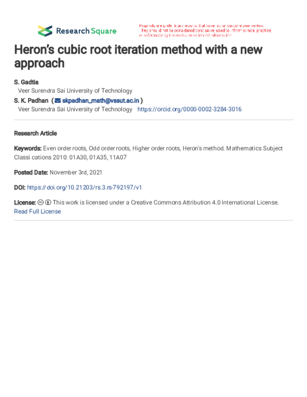 (PDF) Heron’s cubic root iteration method with a new approach