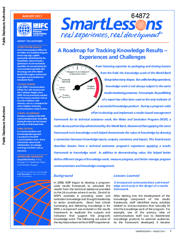 (PDF) A Roadmap for Tracking Knowledge Results – Experiences and Challenges