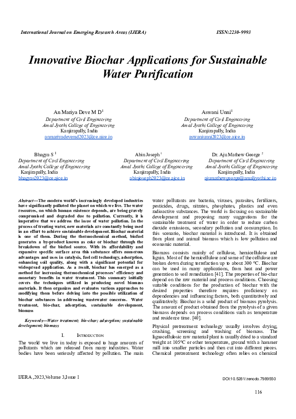 (PDF) Innovative Biochar Applications for Sustainable Water Purification