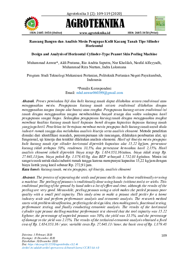 (PDF) Rancang Bangun dan Analisis Mesin Pengupas Kulit Kacang Tanah ...