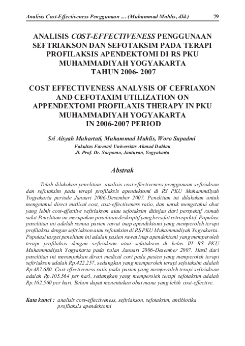 Analisiscost-Effectivenesspenggunaan Seftriakson Dan Sefotaksim Pada ...