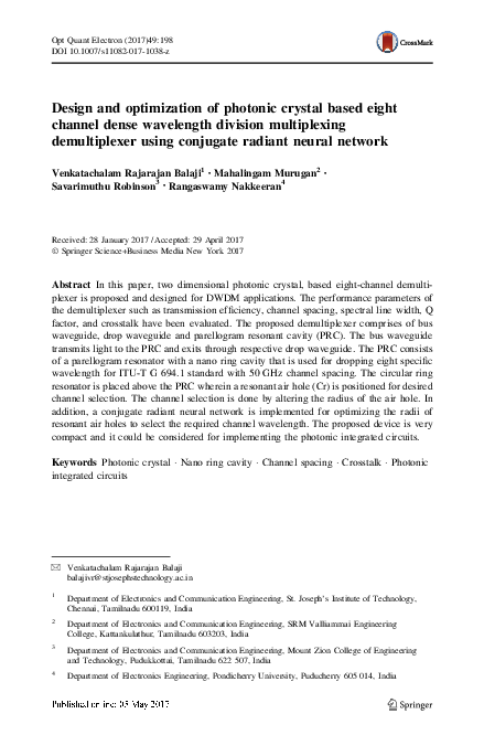 (PDF) Design and optimization of photonic crystal based all-optical ...