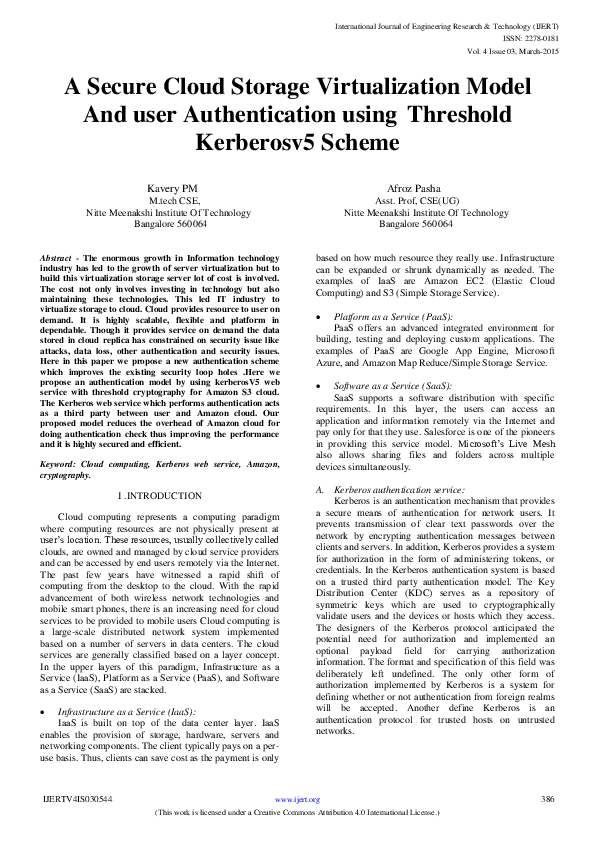 (PDF) A Secure Cloud Storage Virtualization Model And user Authentication using Threshold ...