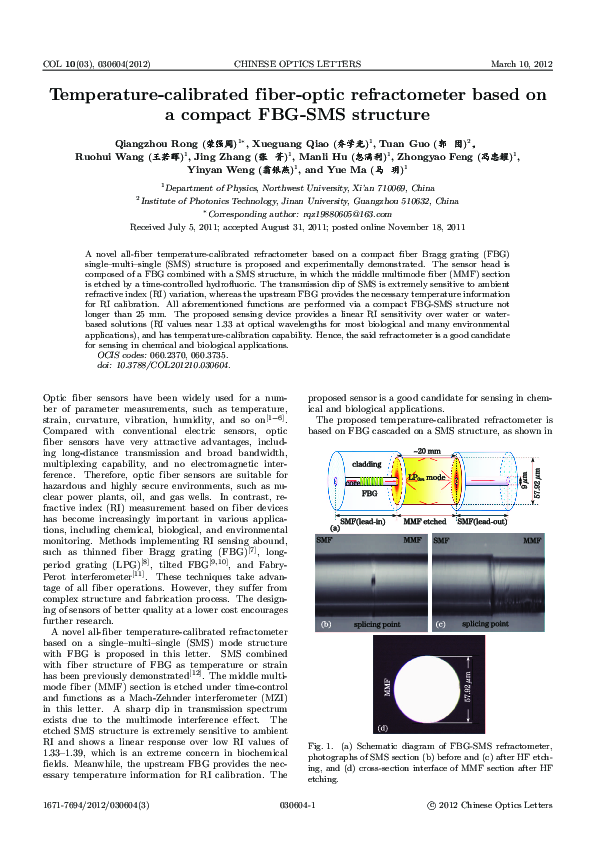 (PDF) Temperature-calibrated f iber-optic refractometer based on a ...