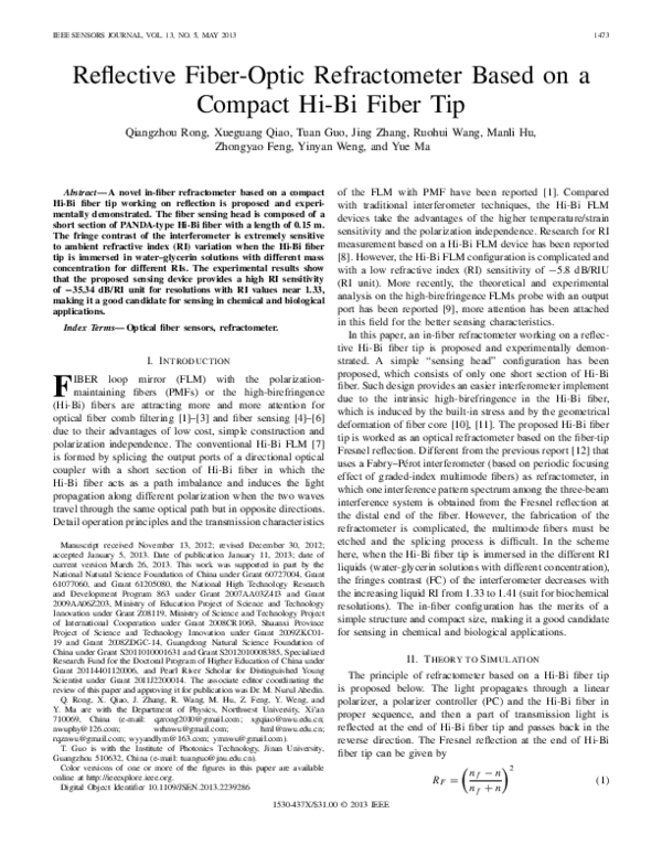 (PDF) Reflective Fiber-Optic Refractometer Based on a Compact Hi-Bi ...