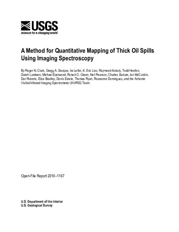 (PDF) A method for quantitative mapping of thick oil spills using imaging spectroscopy