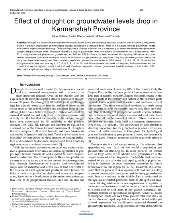 (PDF) Effect of drought on groundwater levels drop in Kermanshah Province