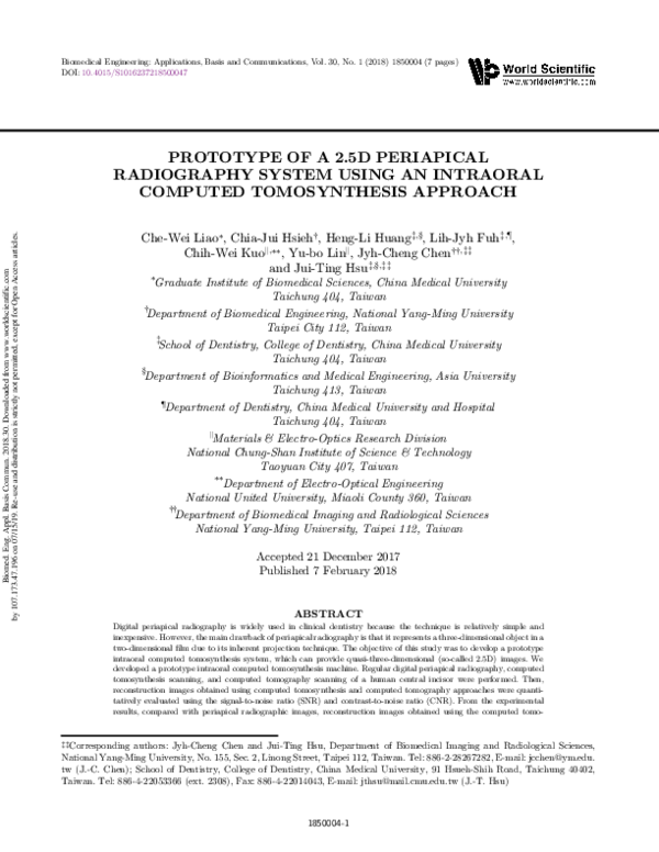 (PDF) Prototype of a 2.5D Periapical Radiography System Using an ...