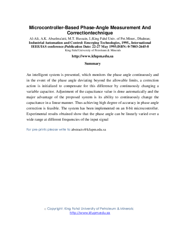 (PDF) Microcontroller-based phase-angle measurement and correction technique