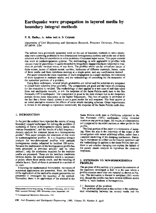 (PDF) Earthquake wave propagation in layered media by boundary integral methods