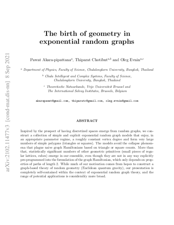 (PDF) Emergence of Geometry in Random Graphs