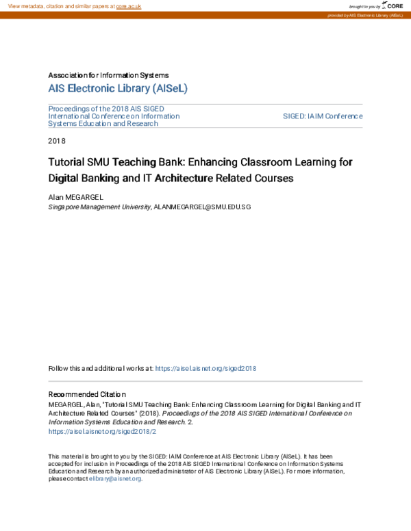 (PDF) Tutorial SMU Teaching Bank: Enhancing Classroom Learning for ...