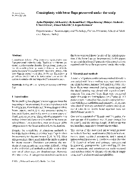 (PDF) Cranioplasty with bone flaps preserved under the scalp