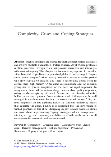 (PDF) Complexity, Crises and Coping Strategies