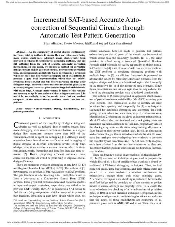 Pdf Incremental Sat Based Accurate Auto Correction Of Sequential Circuits Through Automatic
