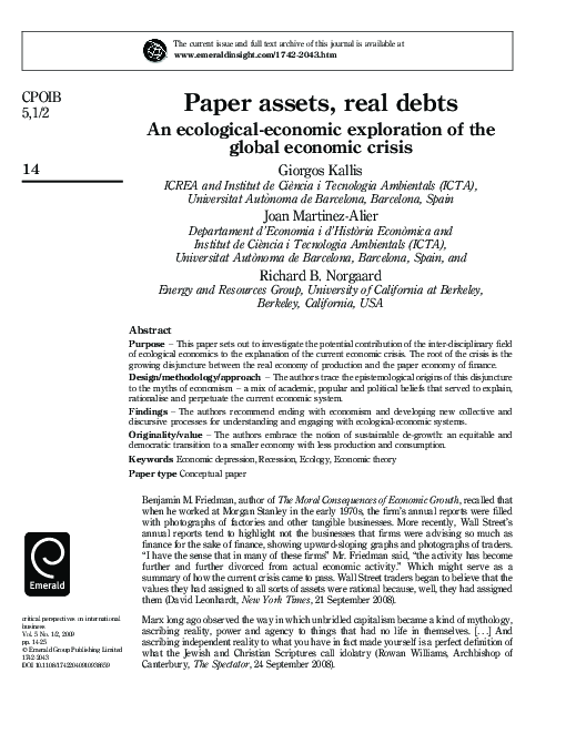 (PDF) Paper assets, real debts