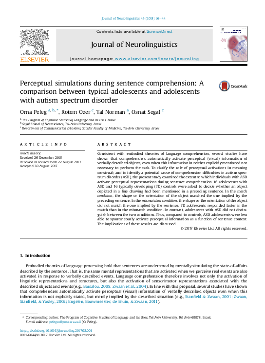 (PDF) Perceptual simulations during sentence comprehension: A ...
