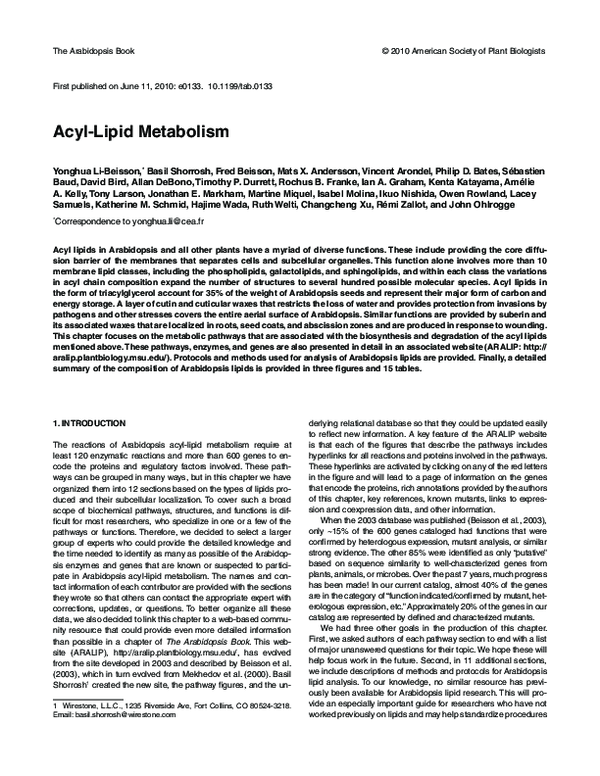 (PDF) Acyl-Lipid Metabolism