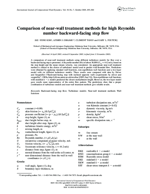 (PDF) Comparison of near-wall treatment methods for high Reynolds number backward-facing step flow