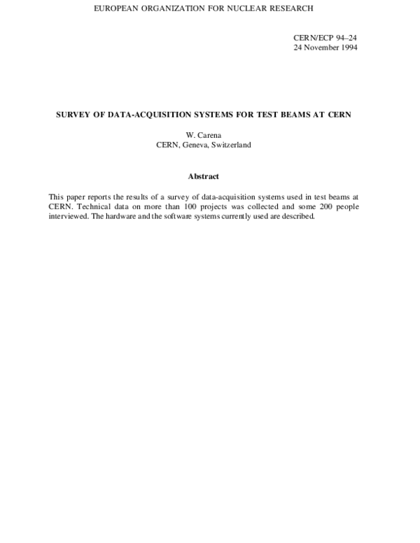 (PDF) Survey of data-acquisition systems for test beams at CERN
