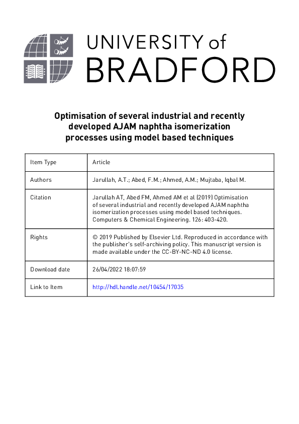 (PDF) Optimisation of several industrial and recently developed AJAM naphtha isomerization ...