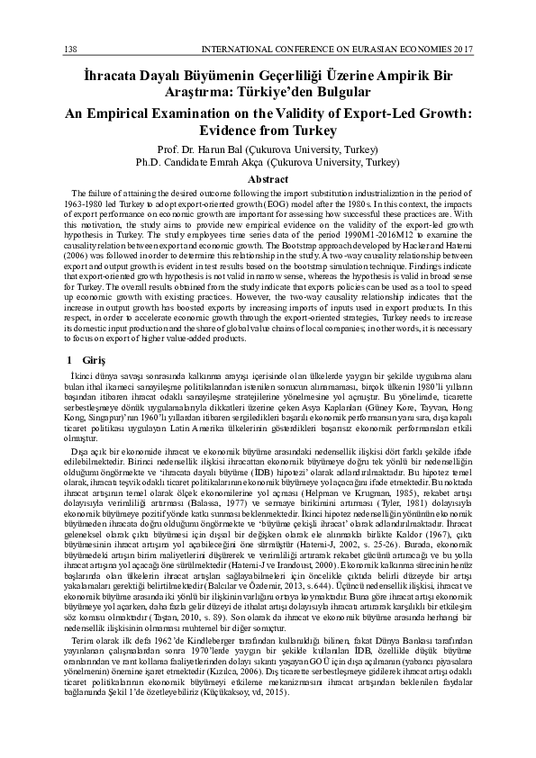 (PDF) An Empirical Examination on the Validity of Export-Led Growth ...