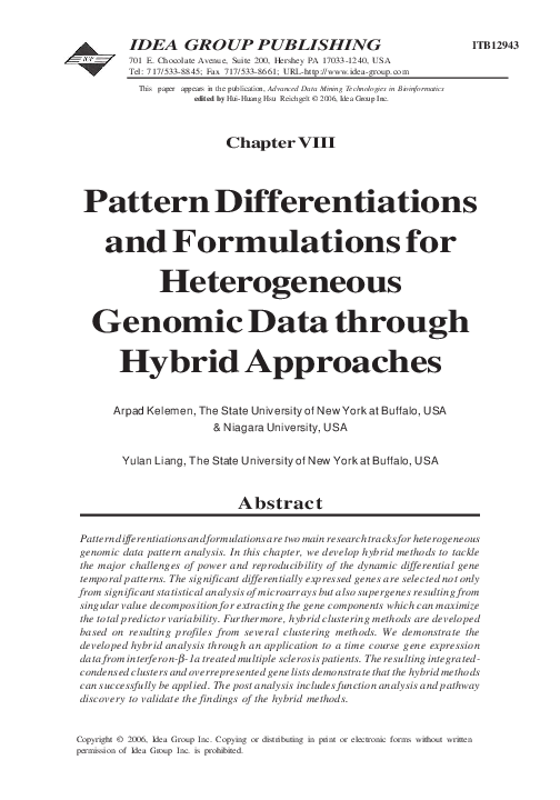 (PDF) Pattern Differentiations and Formulations for Heterogeneous Genomic Data through Hybrid ...