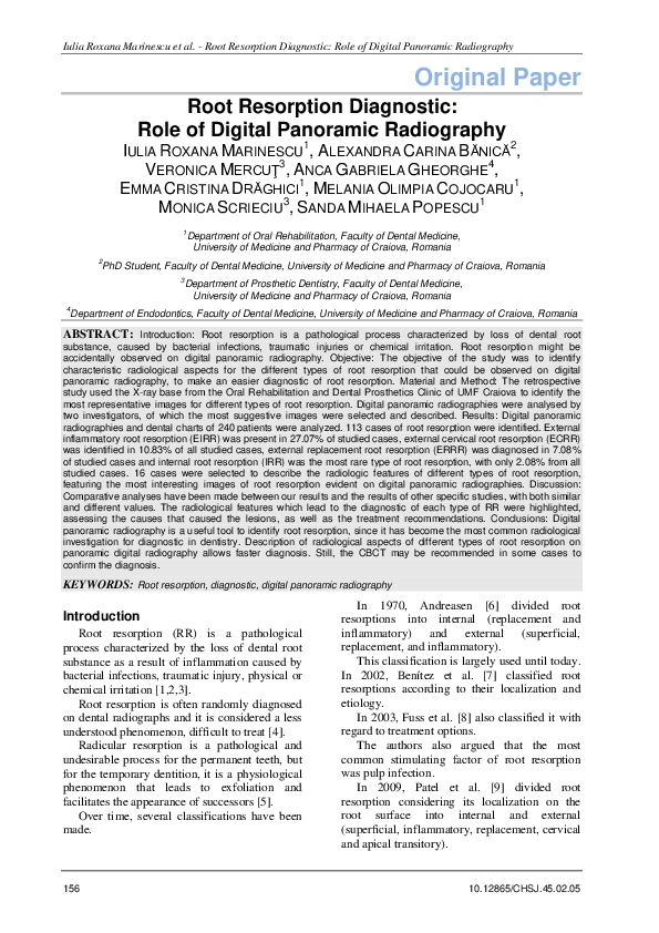 (PDF) Root Resorption Diagnostic: Role of Digital Panoramic Radiography