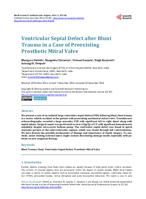 (PDF) Ventricular Septal Defect after Blunt Trauma in a Case of ...