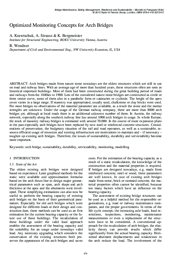 (PDF) Optimized monitoring concepts for arch bridges | Konrad Bergmeister - Academia.edu
