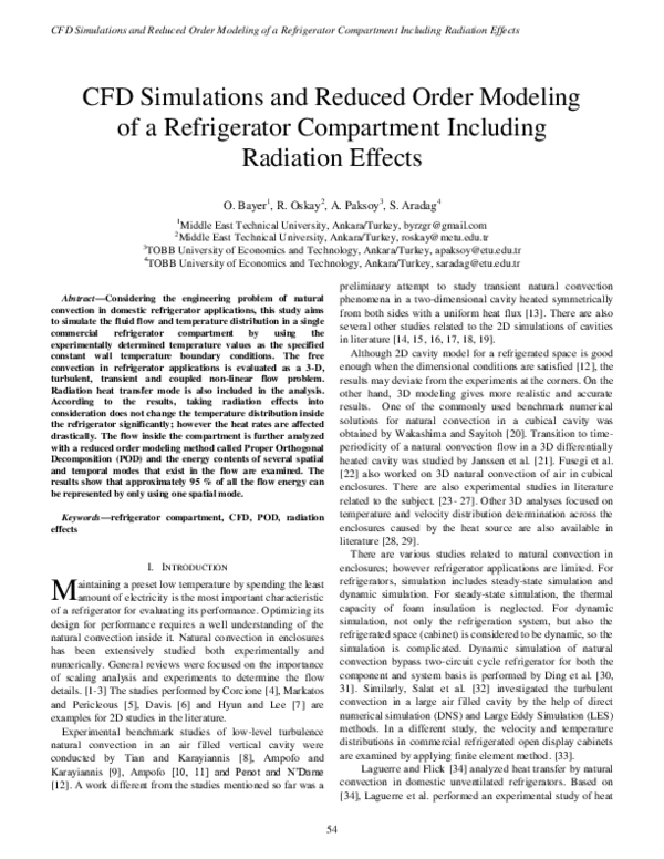 (PDF) CFD simulations and reduced order modeling of a refrigerator ...