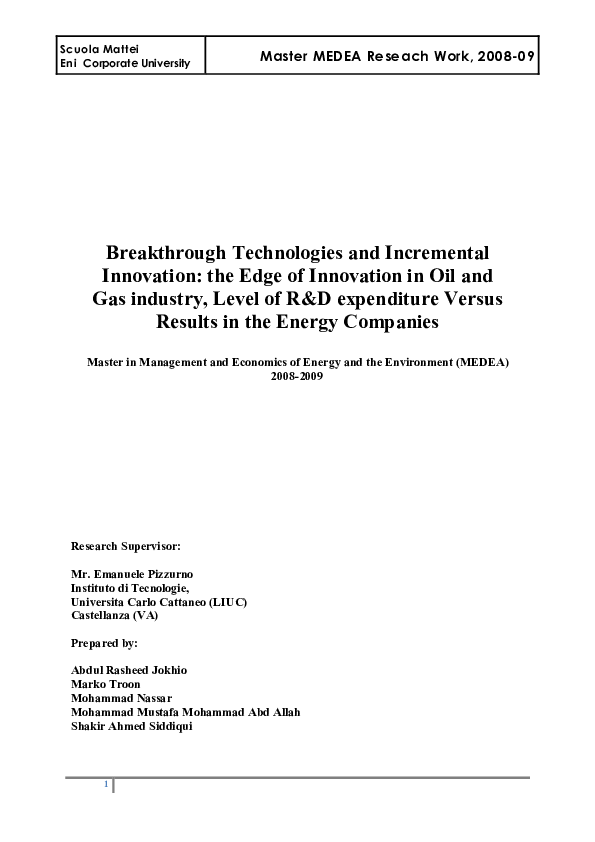 (PDF) Breakthrough Technologies and Incremental Innovation: the Edge of ...