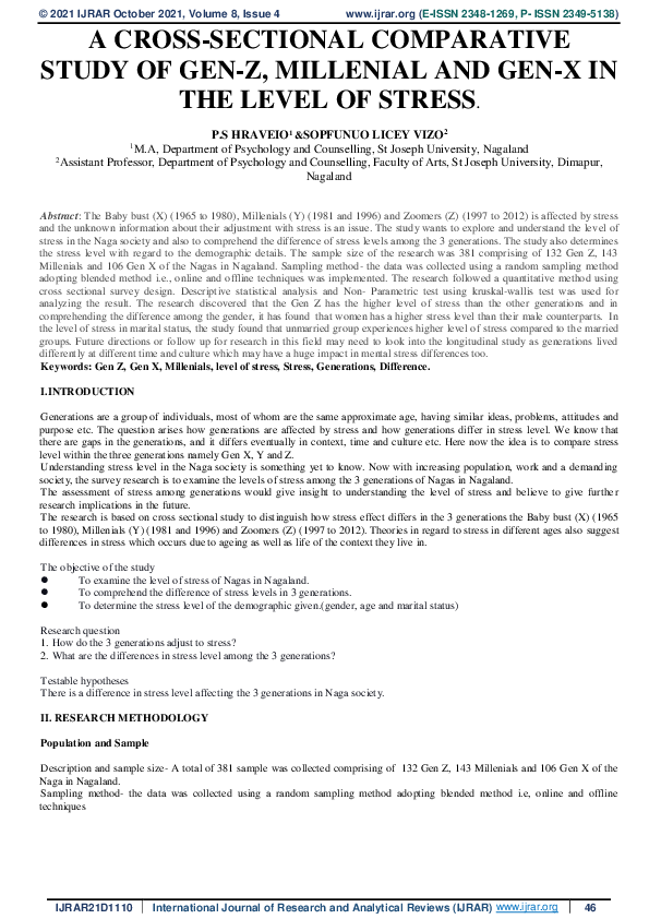 (PDF) A CROSS-SECTIONAL COMPARATIVE STUDY OF GEN-Z, MILLENIAL AND GEN-X ...