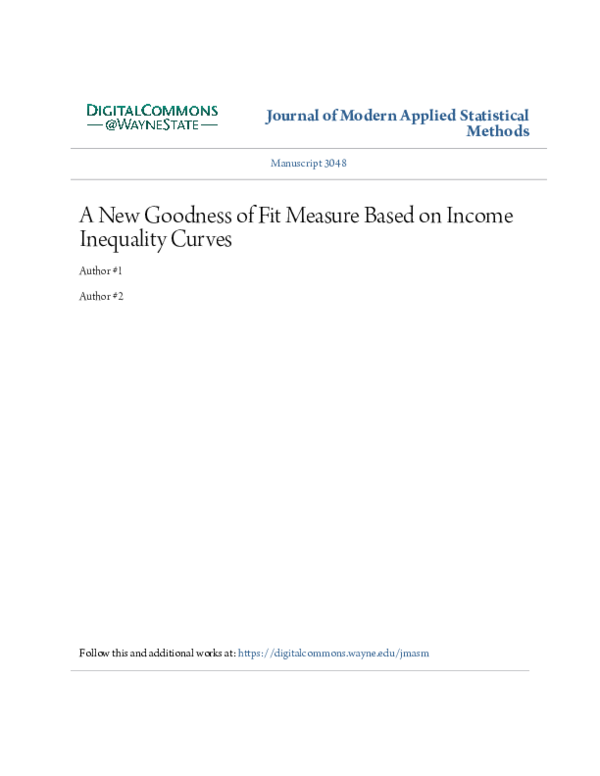 (PDF) A New Goodness of Fit Measure Based on Income Inequality Curves