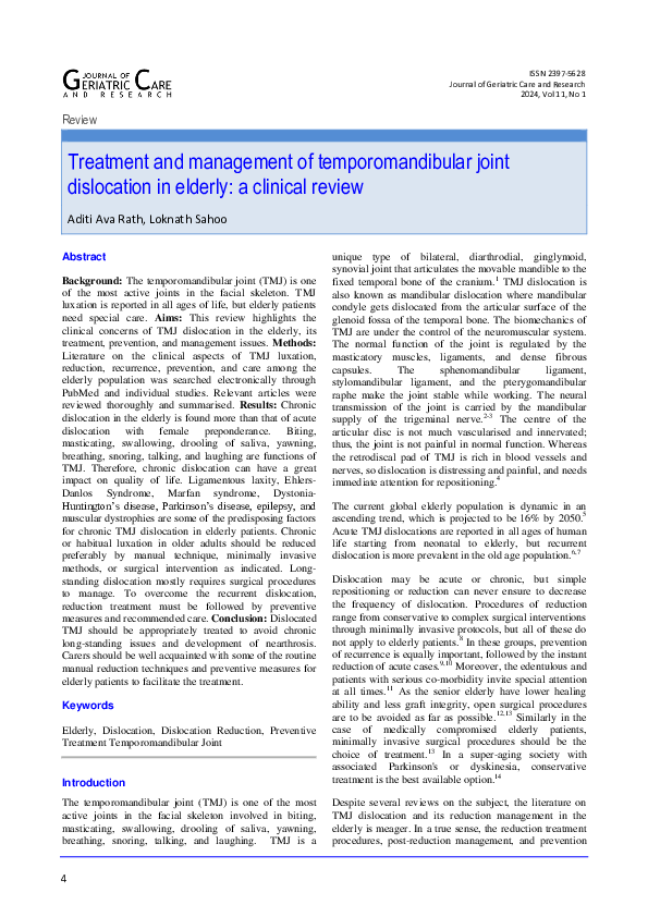 (PDF) Treatment and management of temporomandibular joint dislocation ...