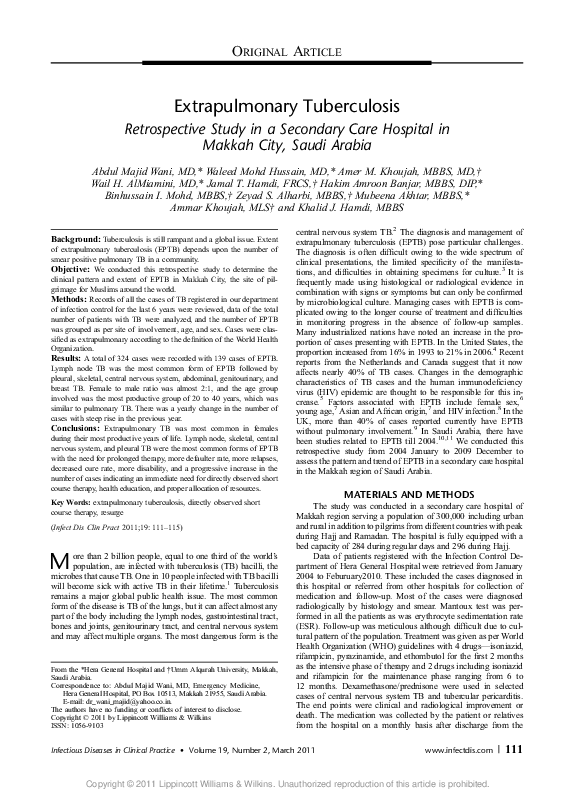 (PDF) Extrapulmonary Tuberculosis
