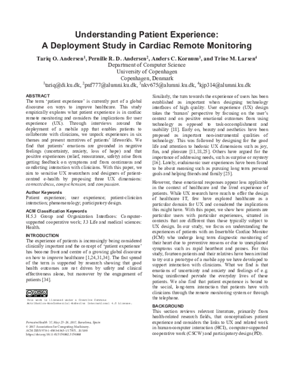 (PDF) Understanding patient experience
