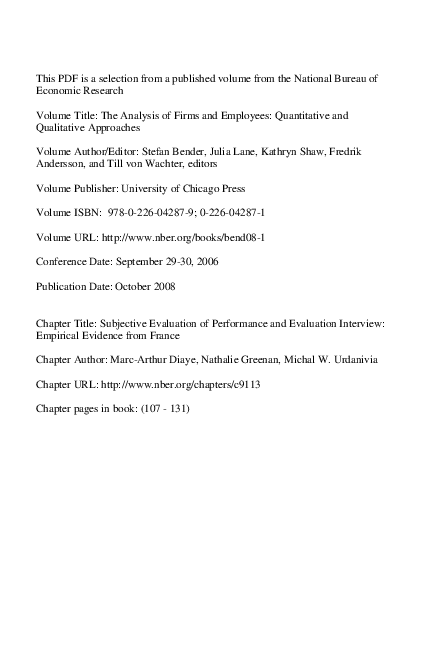 (PDF) Subjective Evaluation of Performance and Evaluation Interview
