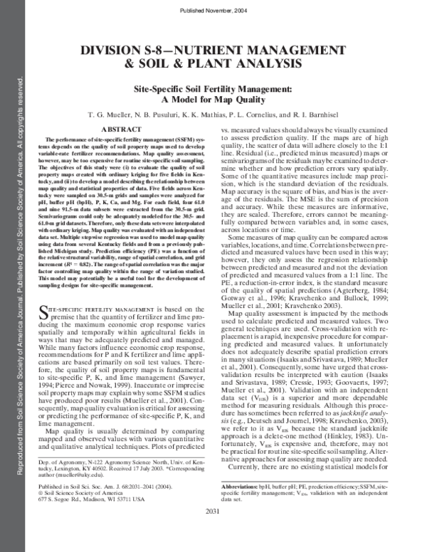 (PDF) Site‐Specific Soil Fertility Management