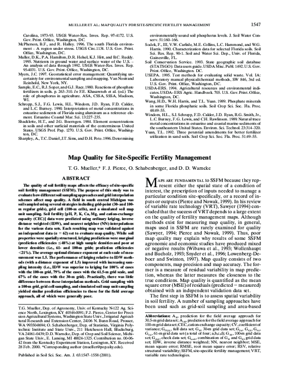 (PDF) Map Quality for Site‐Specific Fertility Management