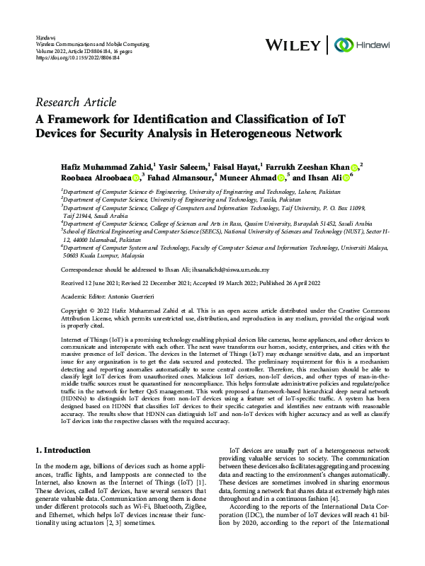 Pdf A Framework For Identification And Classification Of Iot Devices 3486