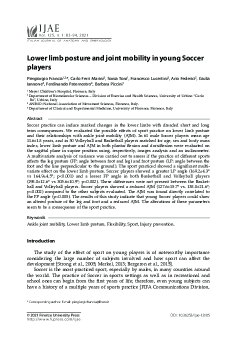 (PDF) Lower limb posture and joint mobility in young Soccer players