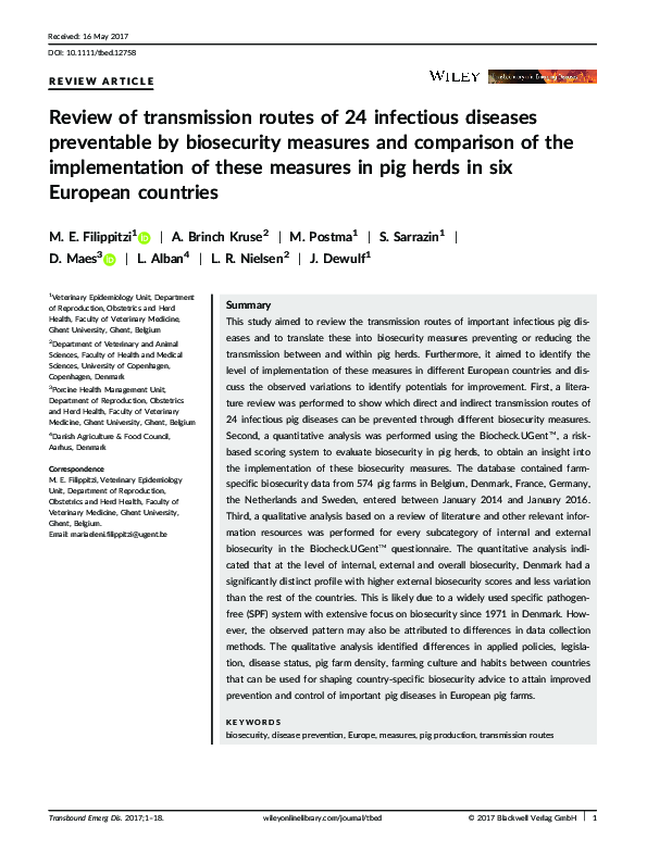 (PDF) Review of transmission routes of 24 infectious diseases ...