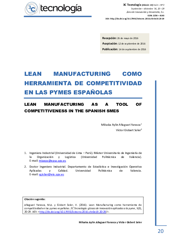(PDF) Lean Manufacturing Como Herramienta De Competitividad en Las ...