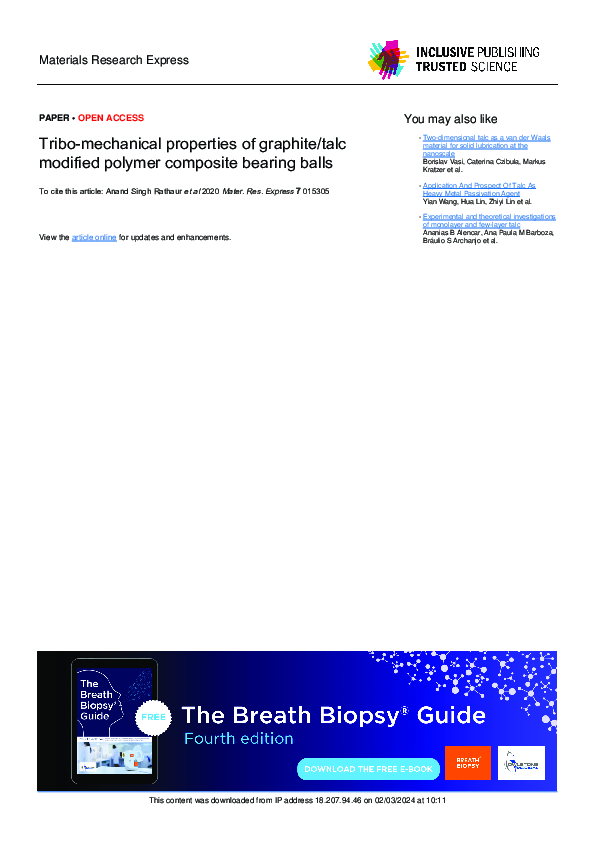 (PDF) Tribo-mechanical properties of graphite/talc modified polymer ...