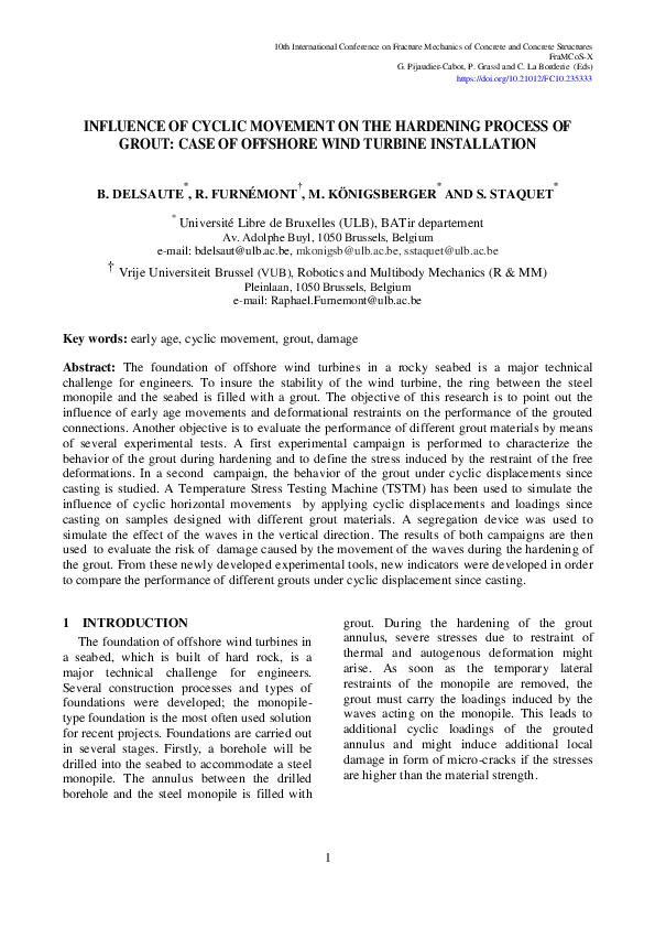 (PDF) Influence of cyclic movement on the hardening process of grout: case of offshore wind ...