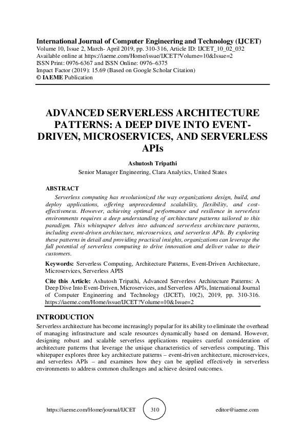 (PDF) ADVANCED SERVERLESS ARCHITECTURE PATTERNS: A DEEP DIVE INTO ... (PDF) ADVANCED SERVERLESS ARCHITECTURE PATTERNS: A DEEP DIVE INTO ...