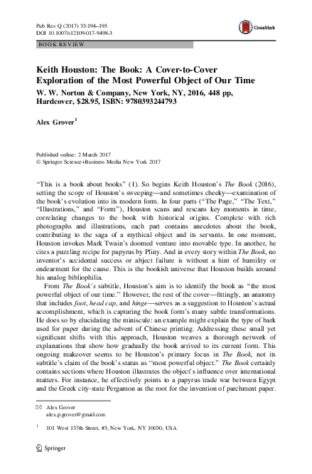(PDF) Keith Houston: The Book: A Cover-to-Cover Exploration of the Most ...