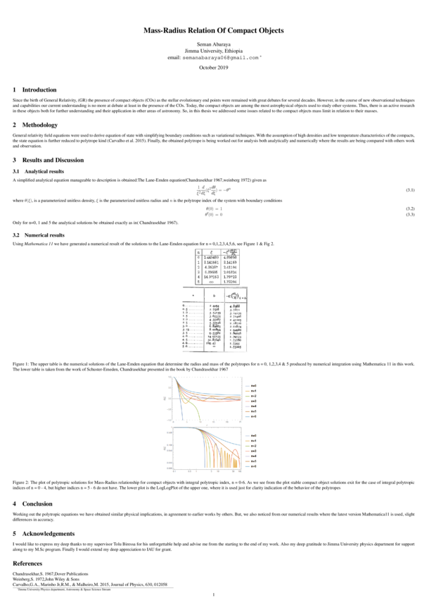 (PDF) Mass-radius relation of compact objects