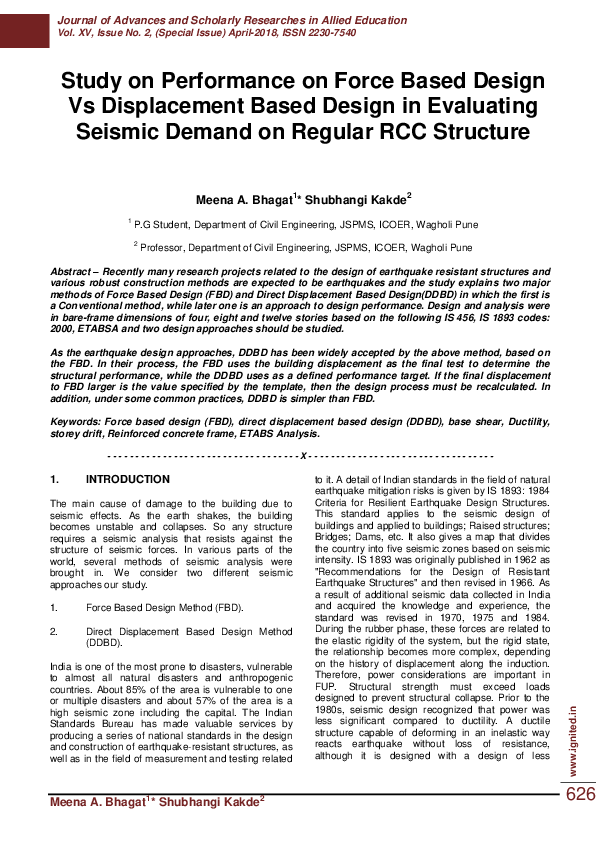 (PDF) Study on Performance on Force Based Design Vs Displacement Based Design In Evaluating ...